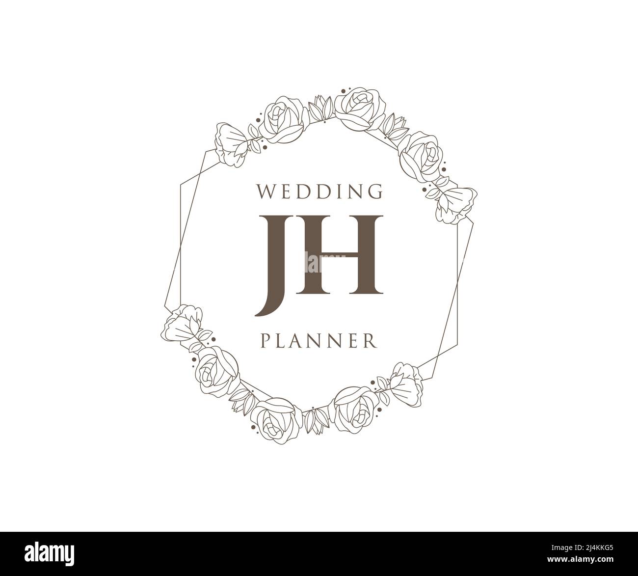JH Initials letter Wedding monogram logos collection, hand drawn modern ...