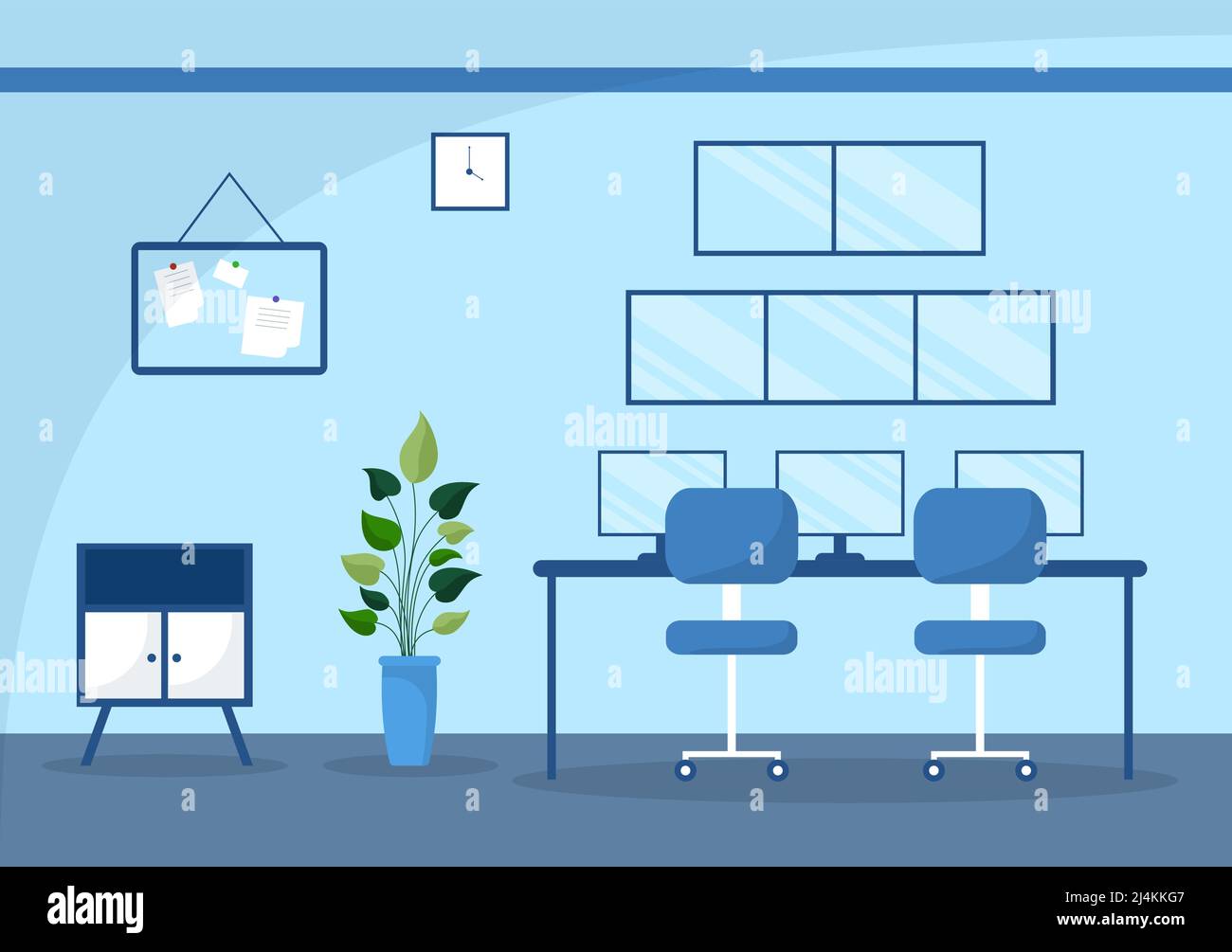 Security Room in Police Station Vector Illustration with Interior and ...