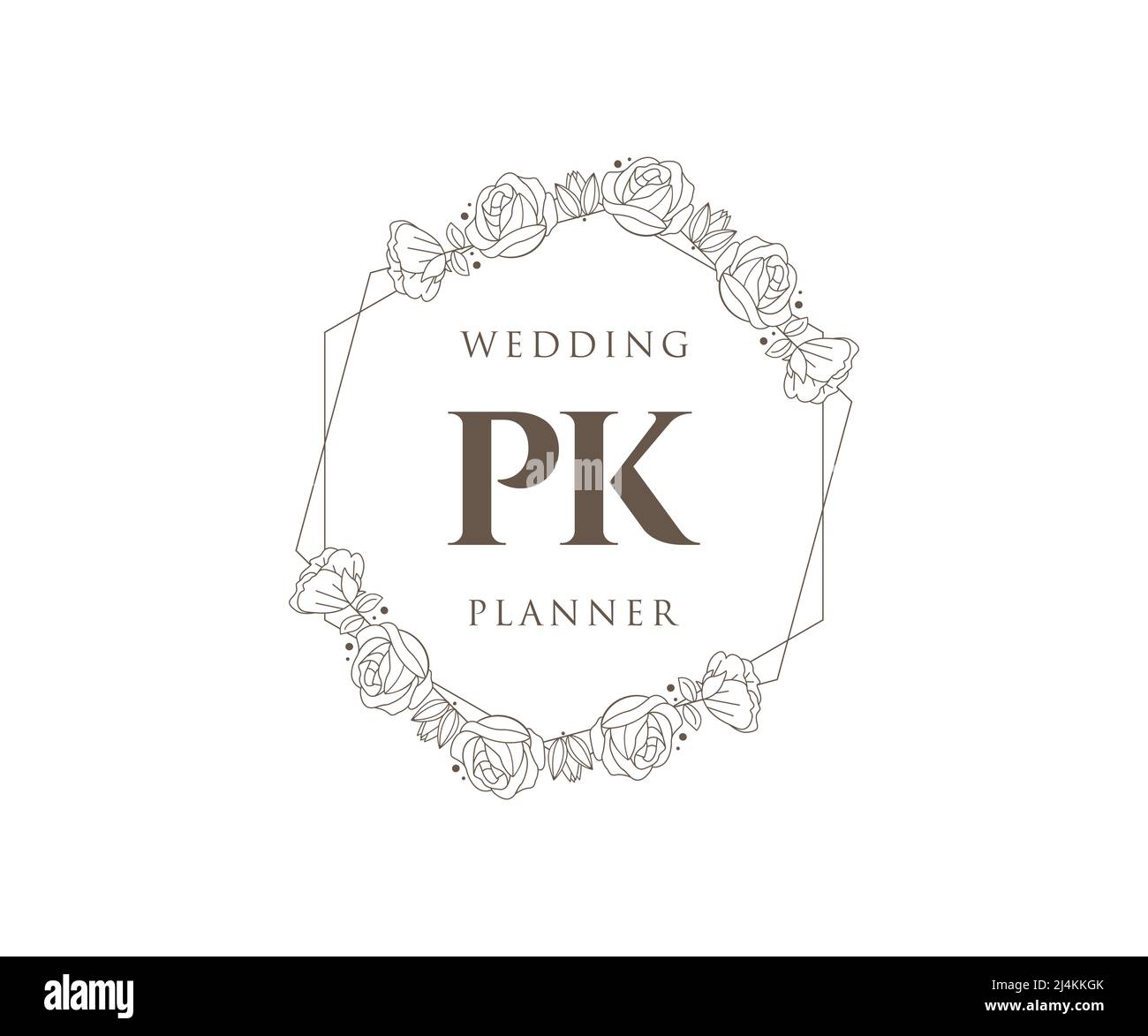 PK Initials letter Wedding monogram logos collection, hand drawn modern ...