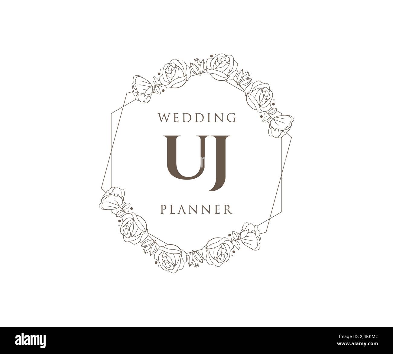 UJ Initials letter Wedding monogram logos collection, hand drawn modern ...