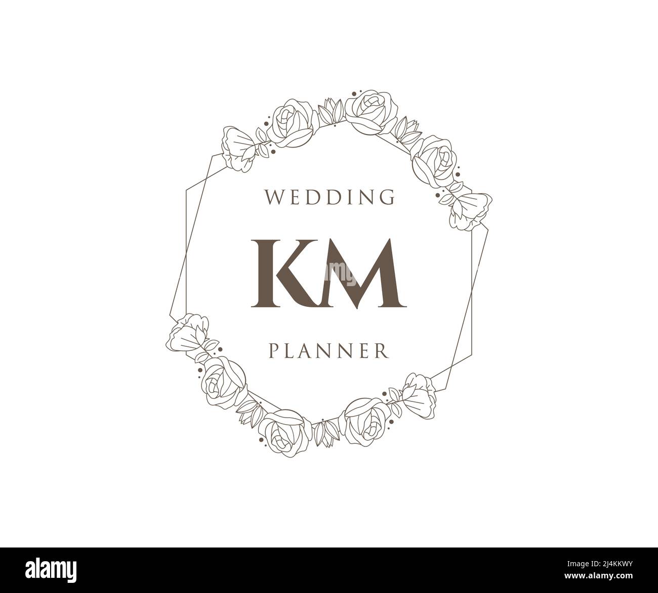 KM Initials letter Wedding monogram logos collection, hand drawn modern ...