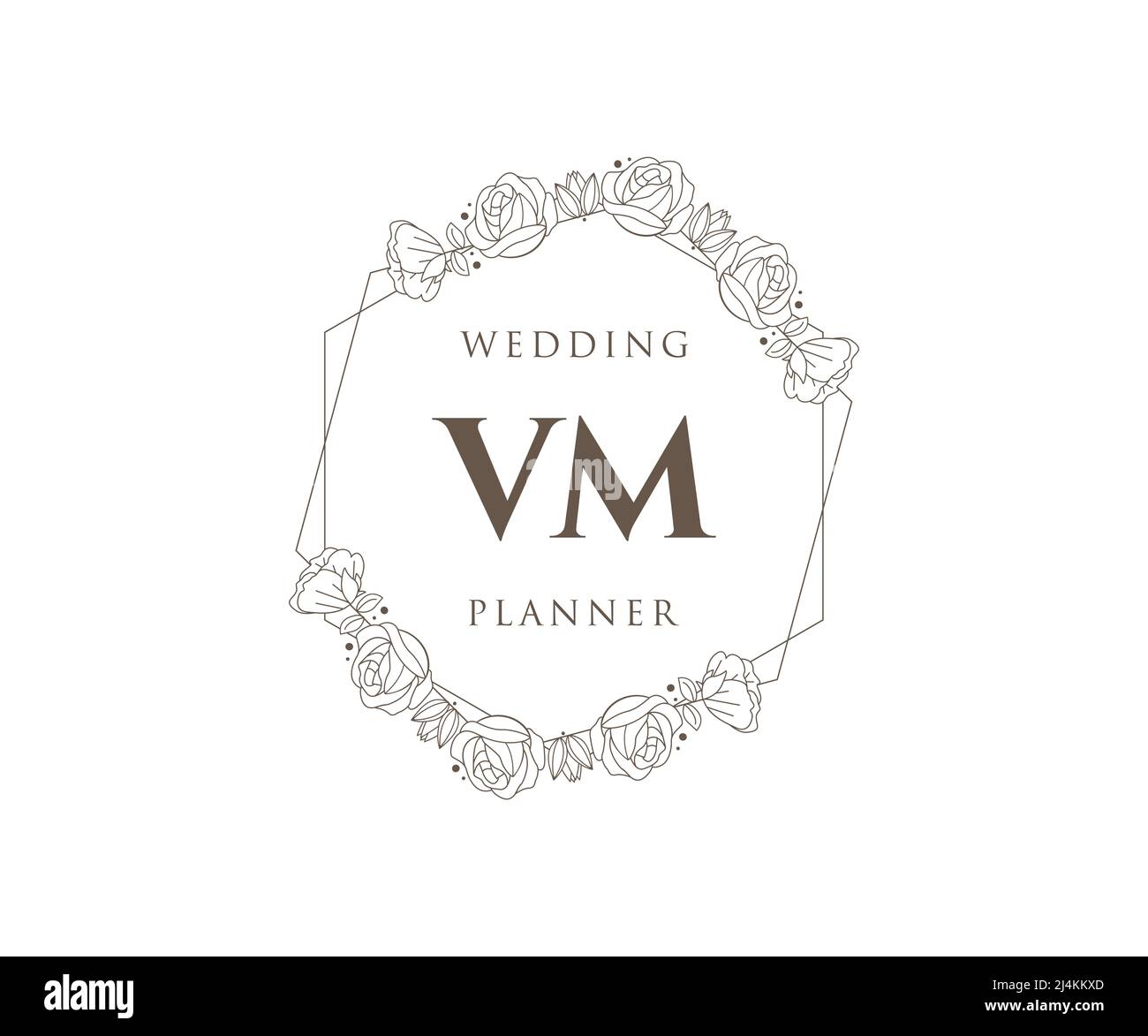 VM Initials letter Wedding monogram logos collection, hand drawn modern ...