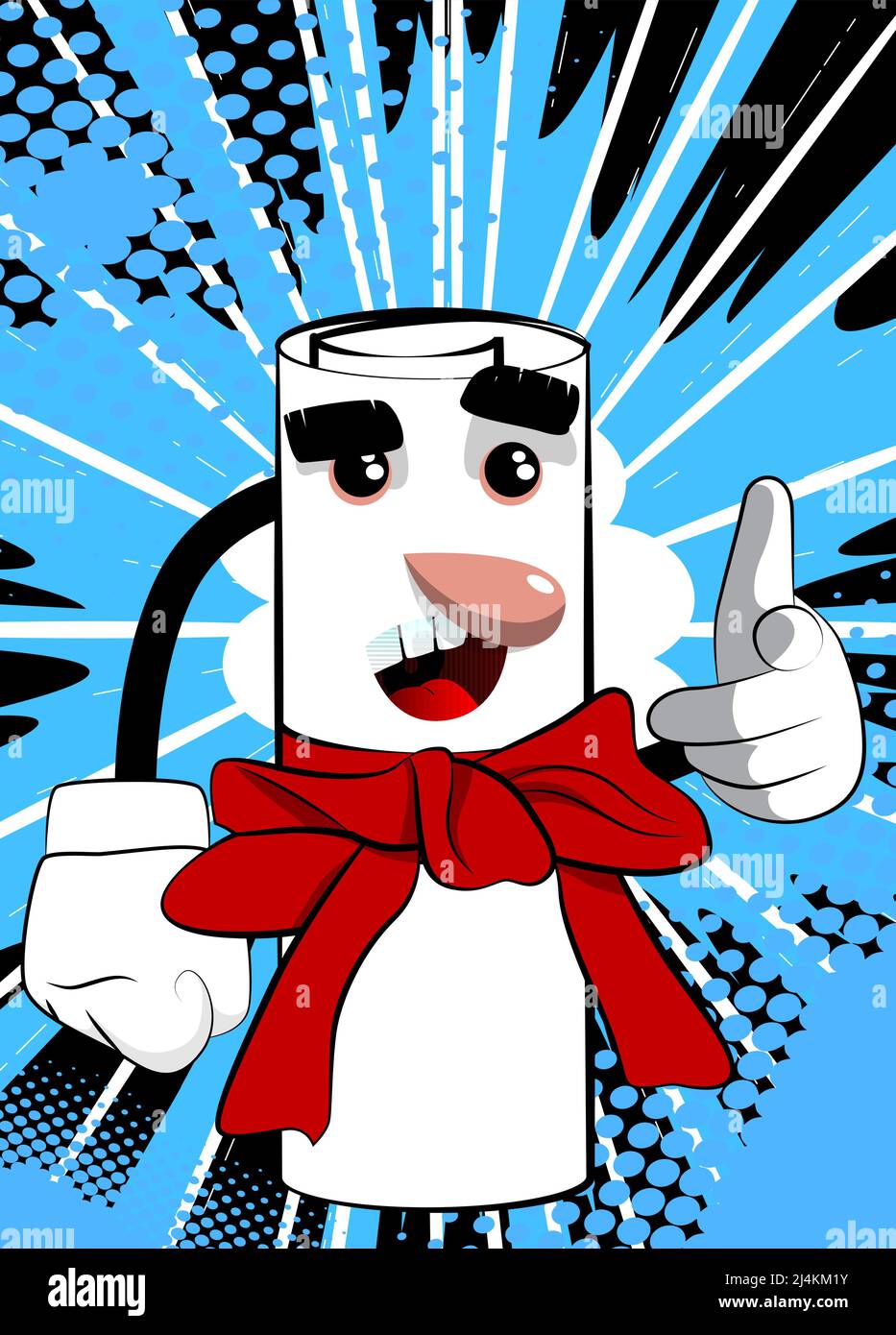 Rolled paper with red ribbon as a diploma pointing at the viewer with ...