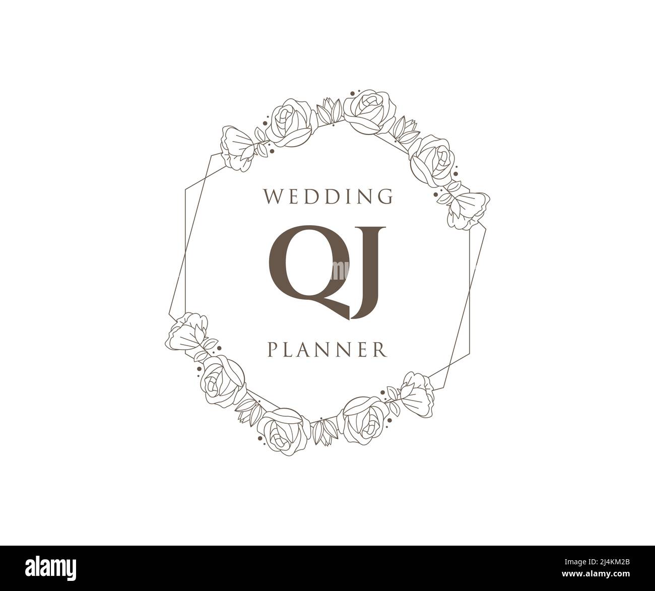 QJ Initials letter Wedding monogram logos collection, hand drawn modern ...