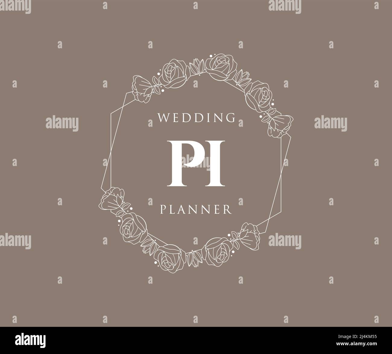 PI Initials letter Wedding monogram logos collection, hand drawn modern ...
