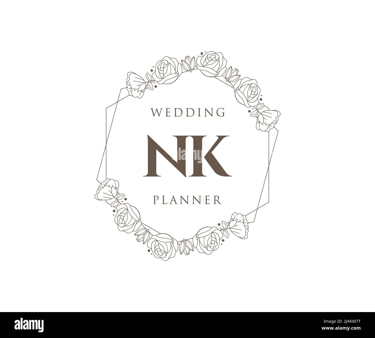 NK Initials letter Wedding monogram logos collection, hand drawn modern ...