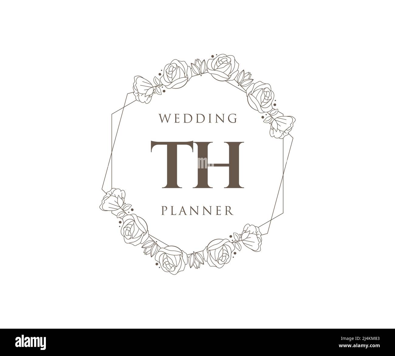 TH Initials letter Wedding monogram logos collection, hand drawn modern ...