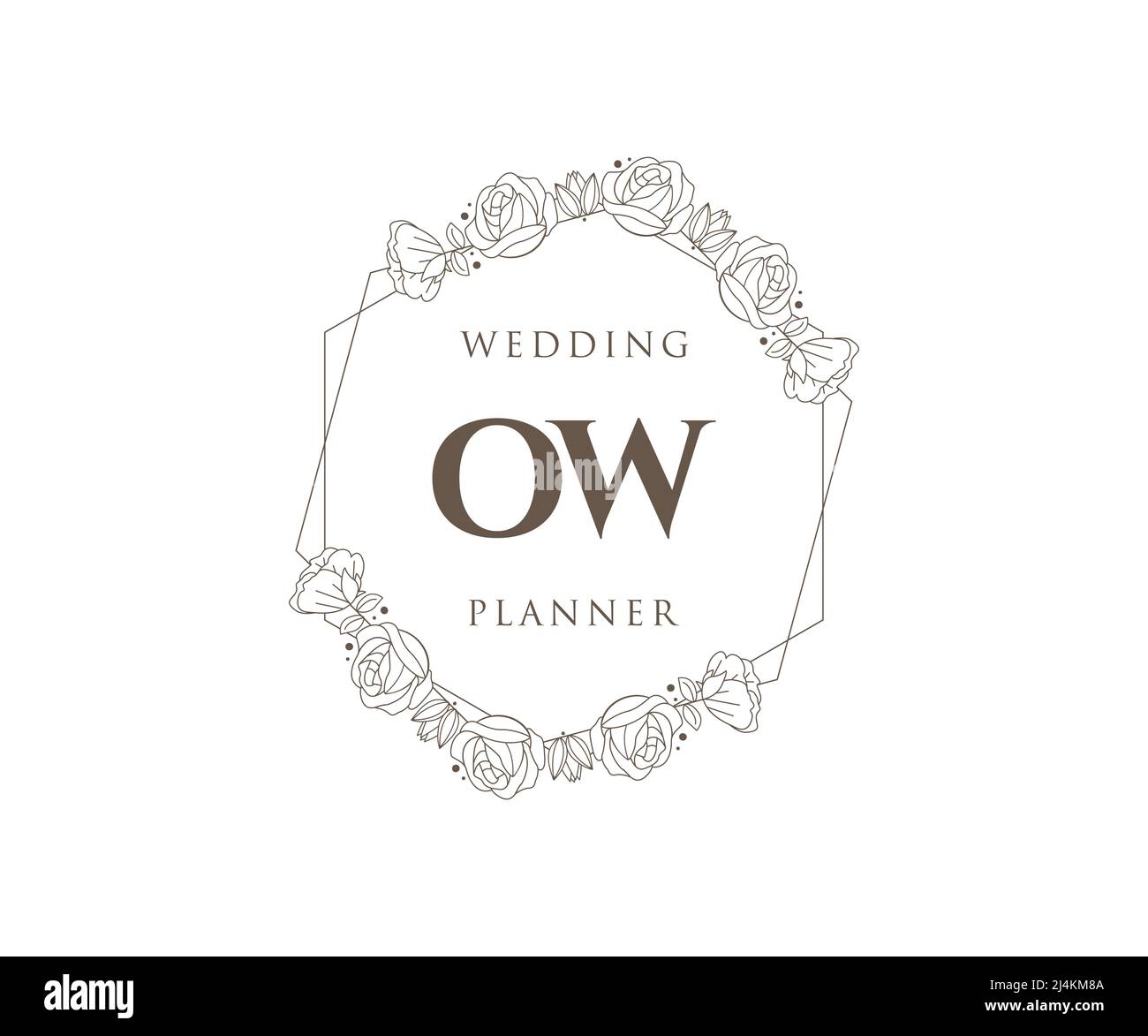 OW Initials letter Wedding monogram logos collection, hand drawn modern ...