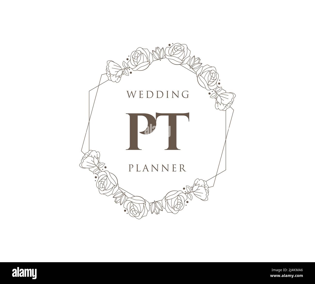 PT Initials letter Wedding monogram logos collection, hand drawn modern ...