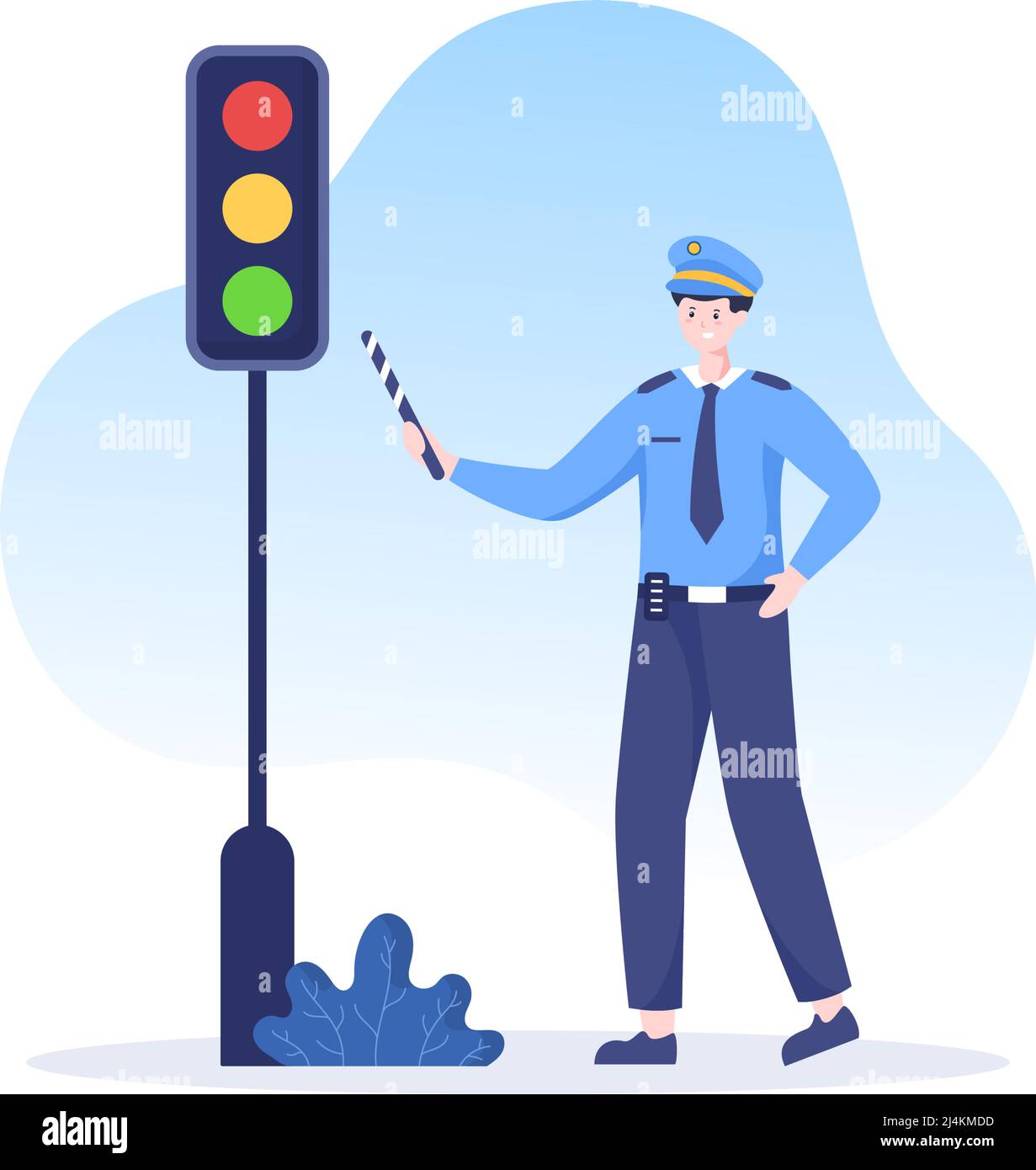 Police Officer Character Vector Illustration Using Uniform with Set ...
