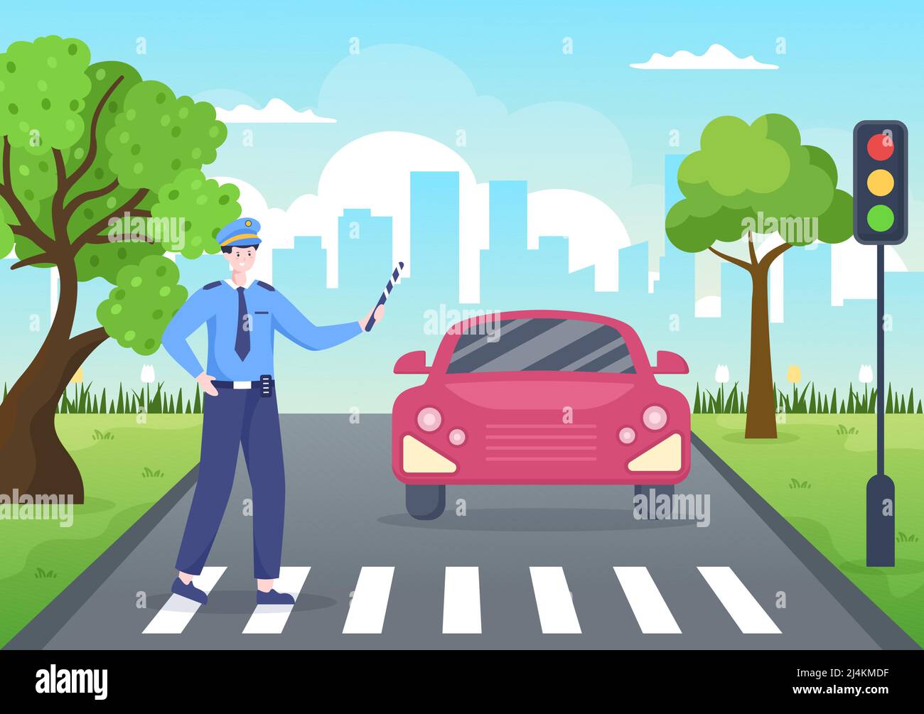 Policeman directing traffic Stock Vector Images - Alamy