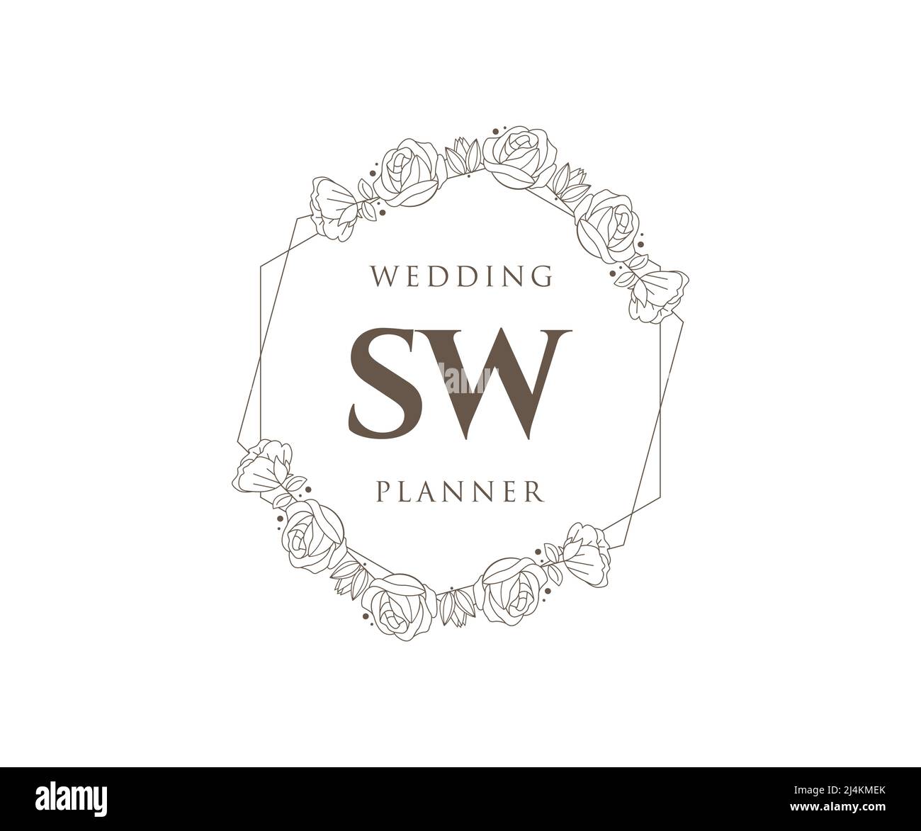 SW Initials letter Wedding monogram logos collection, hand drawn modern ...