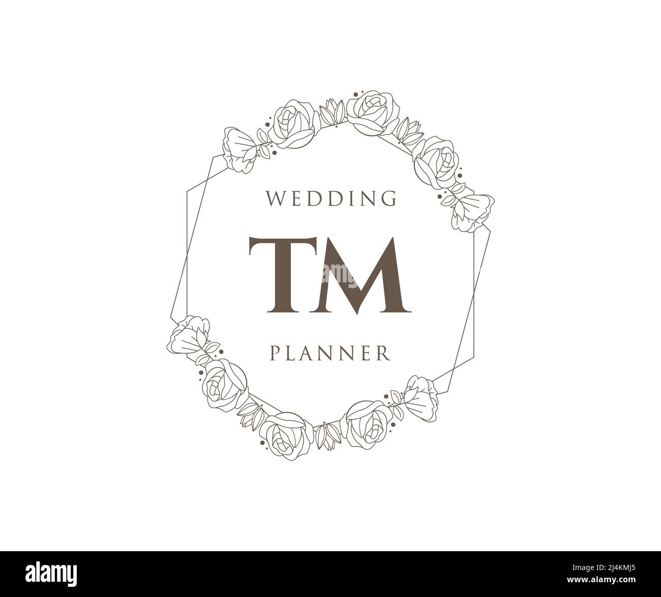 TM Initials letter Wedding monogram logos collection, hand drawn modern ...