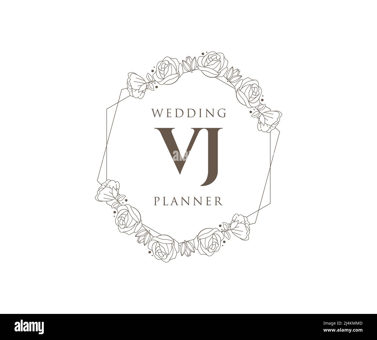 VJ Initials letter Wedding monogram logos collection, hand drawn modern ...