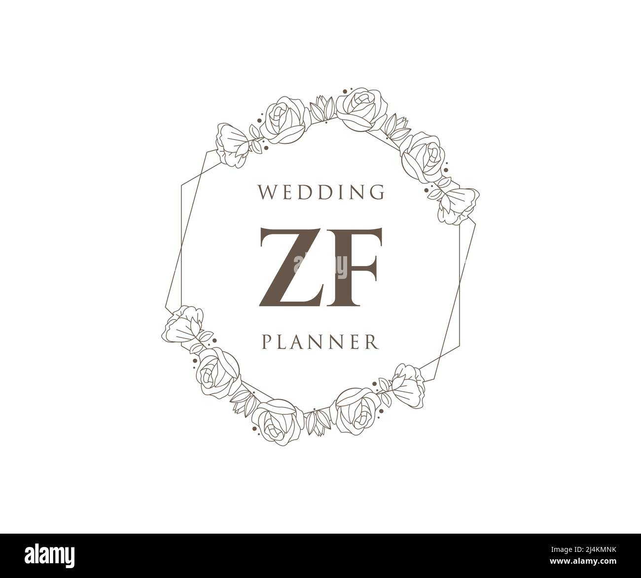 ZF Initials letter Wedding monogram logos collection, hand drawn modern ...