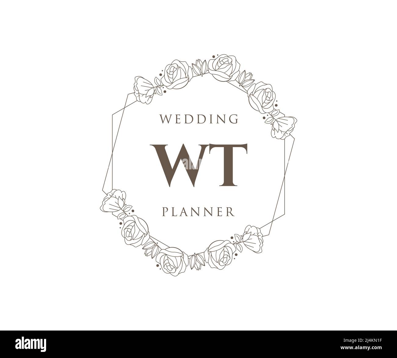 WT Initials letter Wedding monogram logos collection, hand drawn modern ...
