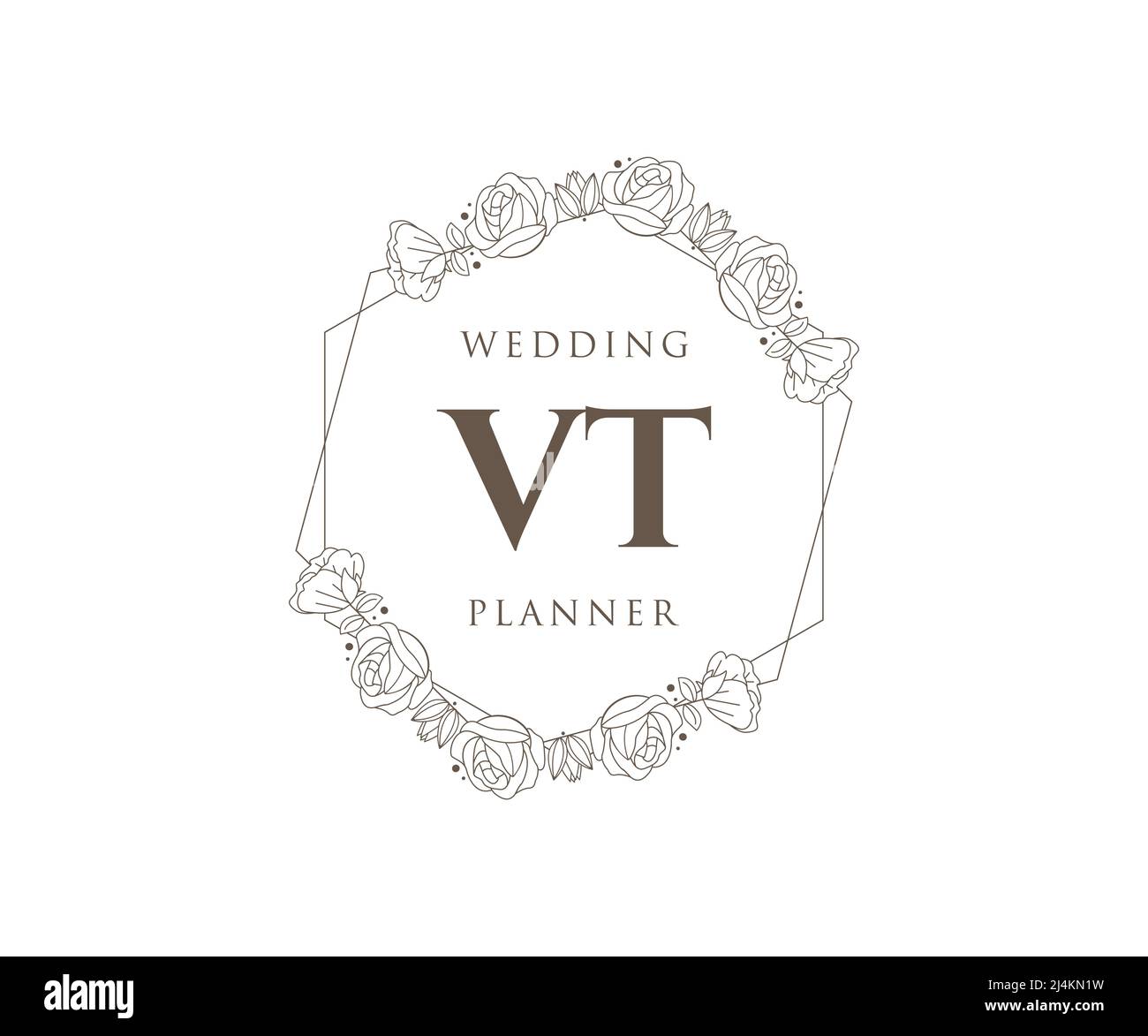 VT Initials letter Wedding monogram logos collection, hand drawn modern ...