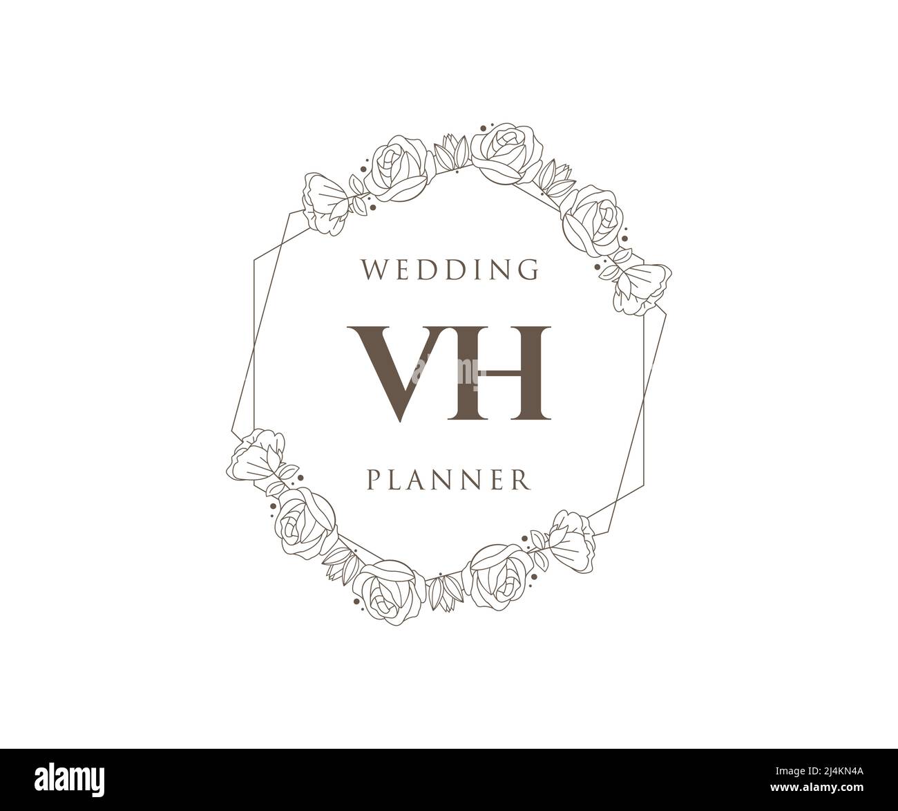 VH Initials letter Wedding monogram logos collection, hand drawn modern ...