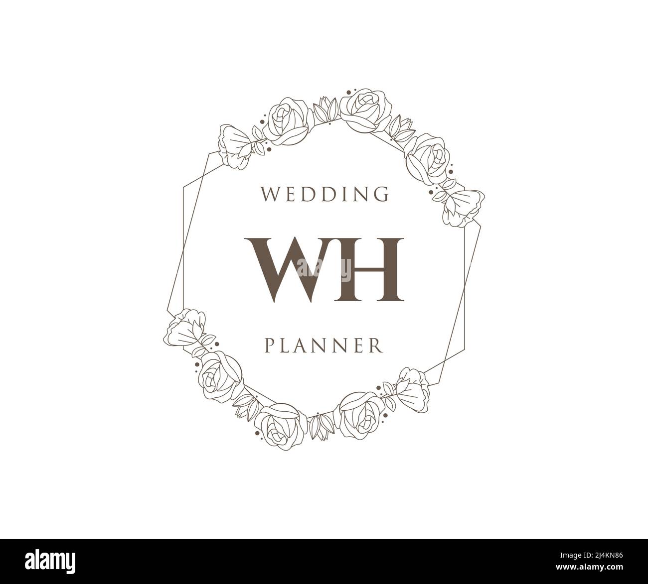 WH Initials letter Wedding monogram logos collection, hand drawn modern ...