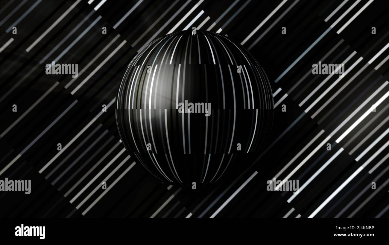 A ball of long and narrow lines spinning and shimmering. Motion. 3D ...