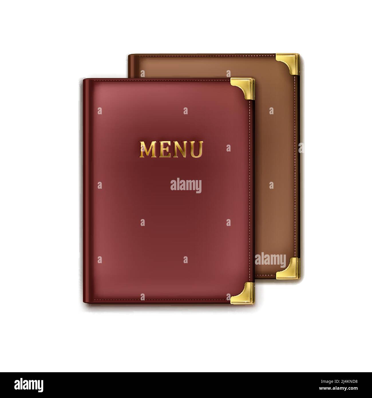 Vector two brown, vinous cafe menu book holders top view isolated on ...