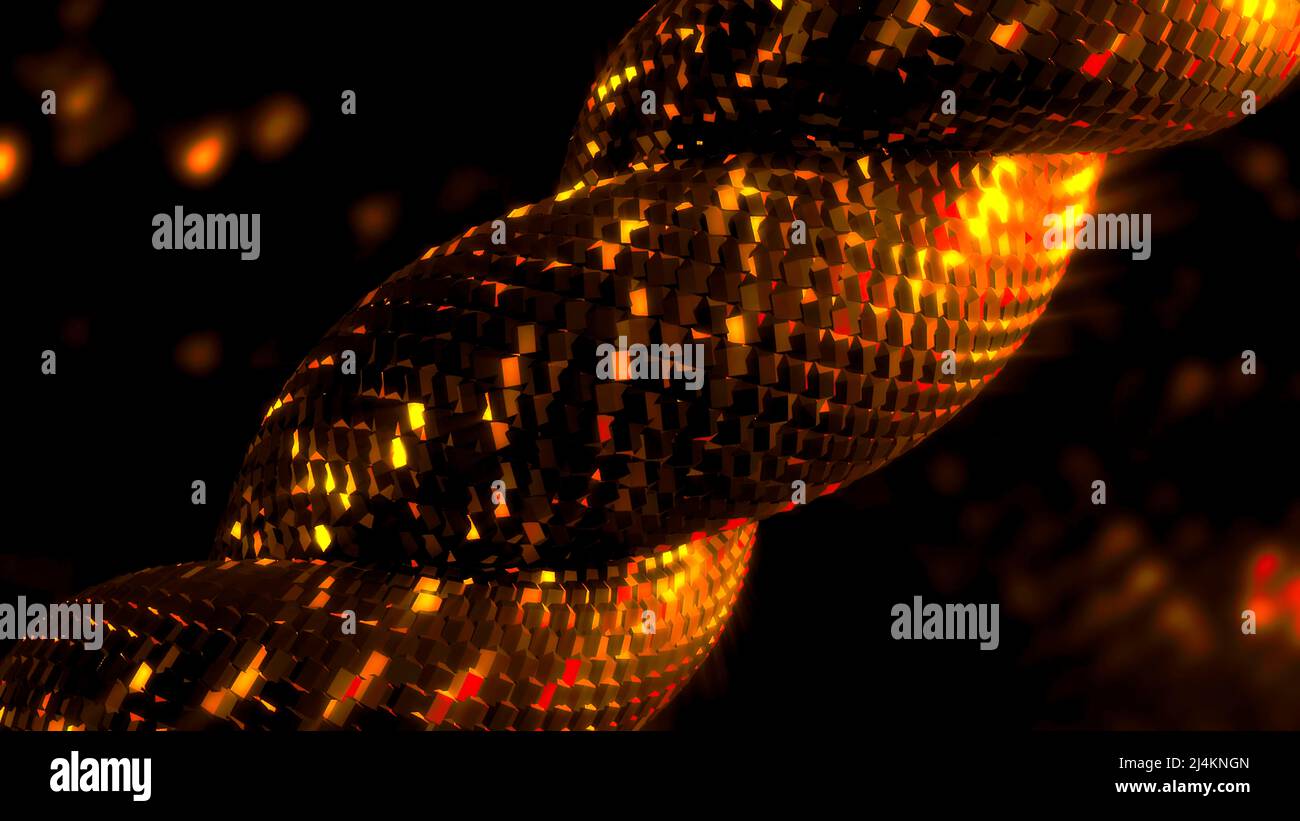 Gold and black abstract background with metal rope looking like snake ...