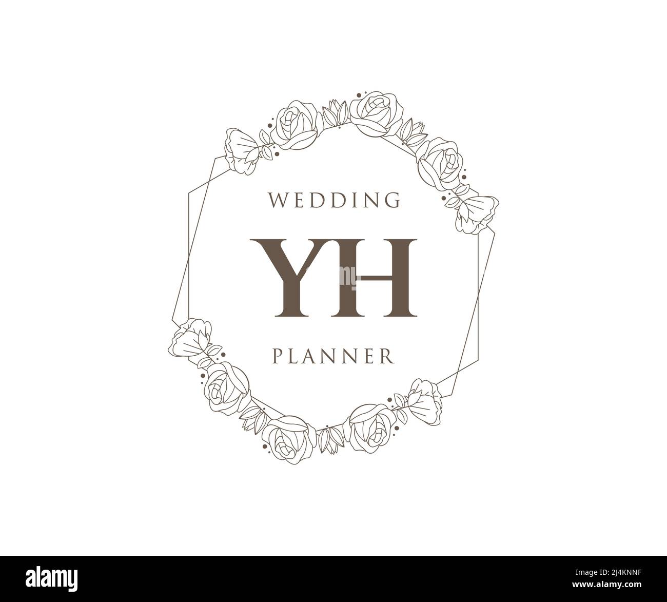 YH Initials letter Wedding monogram logos collection, hand drawn modern ...