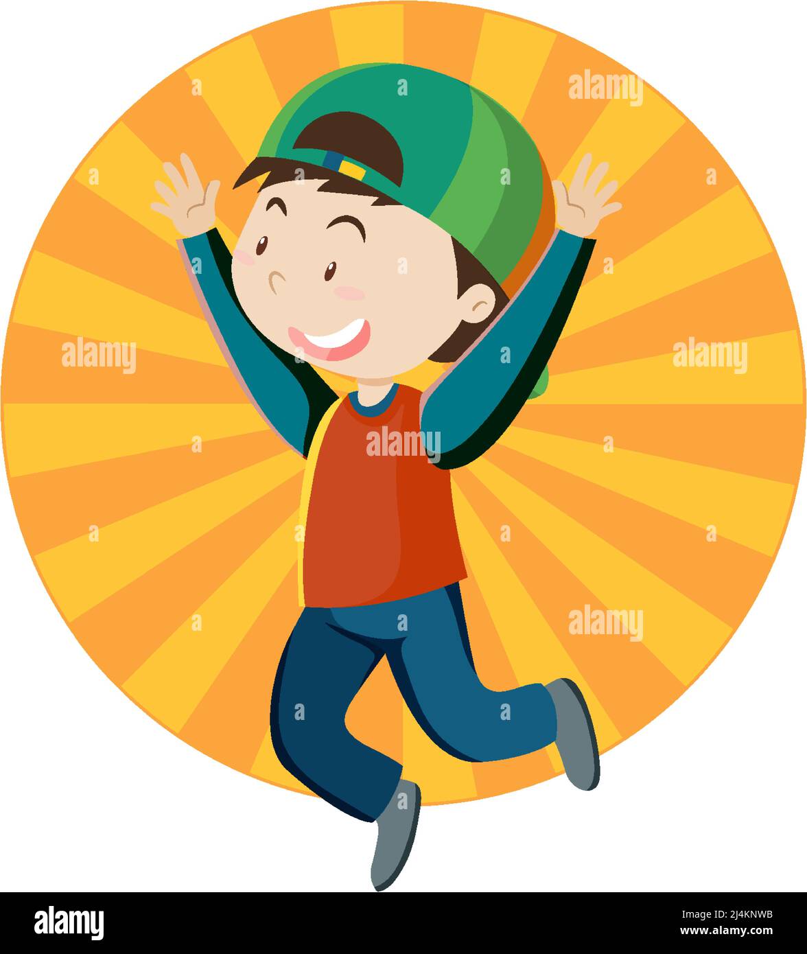 Active boy simple cartoon character illustration Stock Vector Image ...