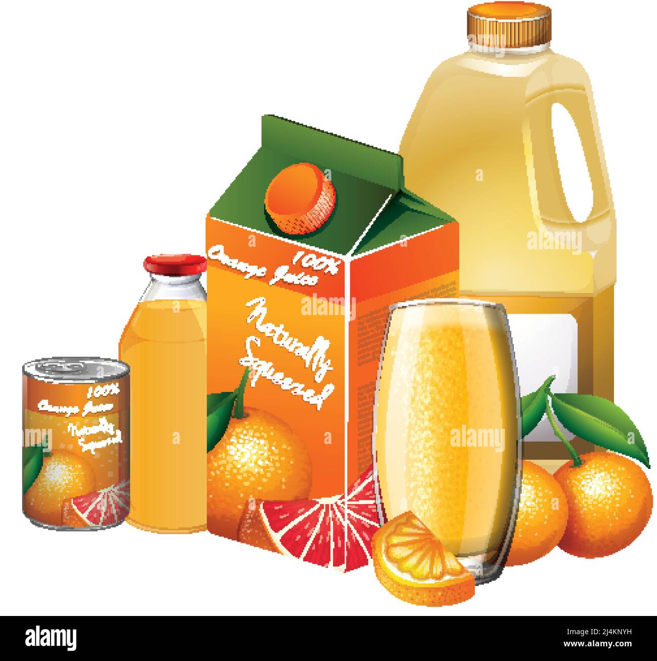 Set of orange products on white background illustration Stock Vector ...