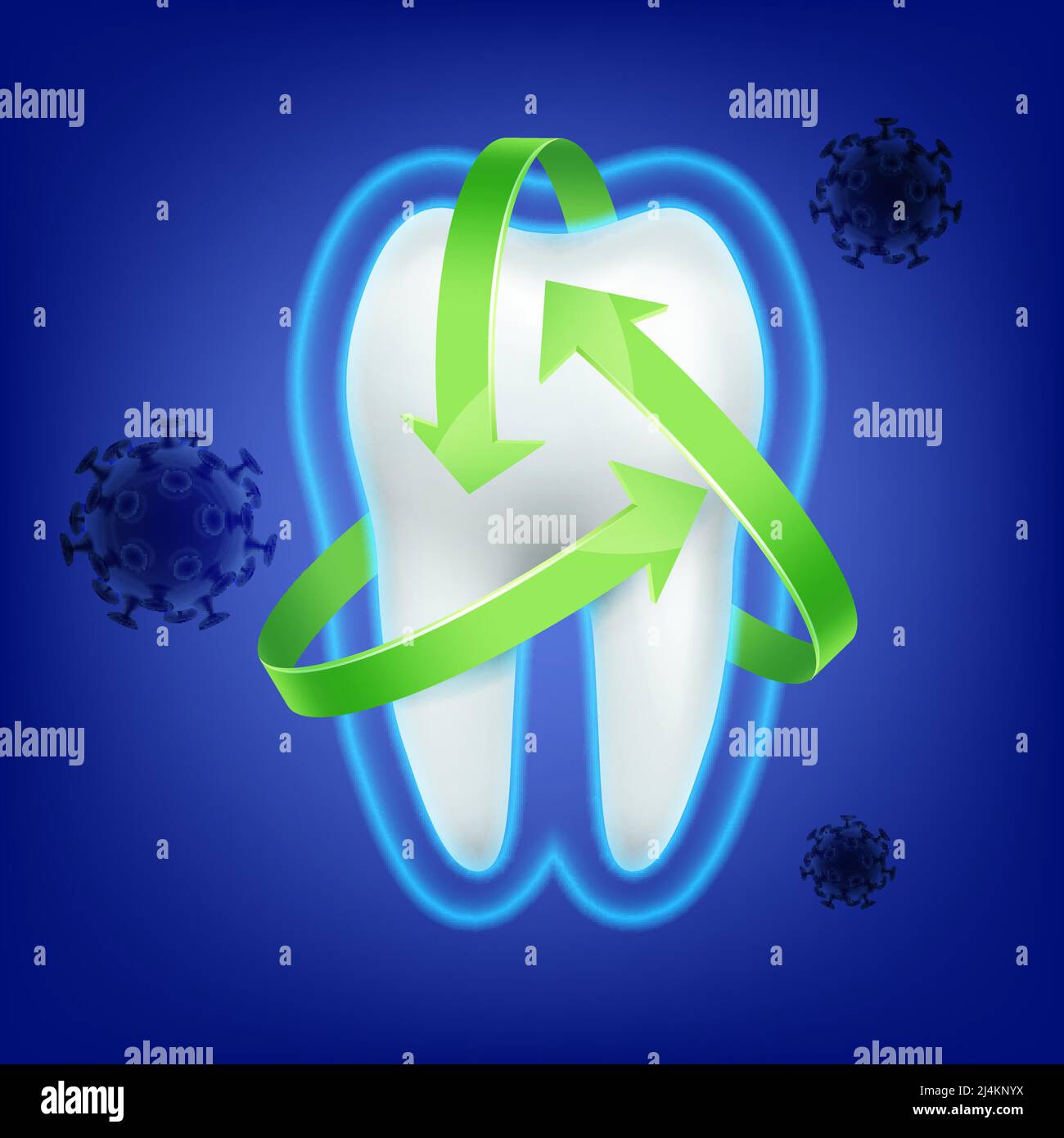 Vector green arrow protection around tooth against bacteria attect on ...