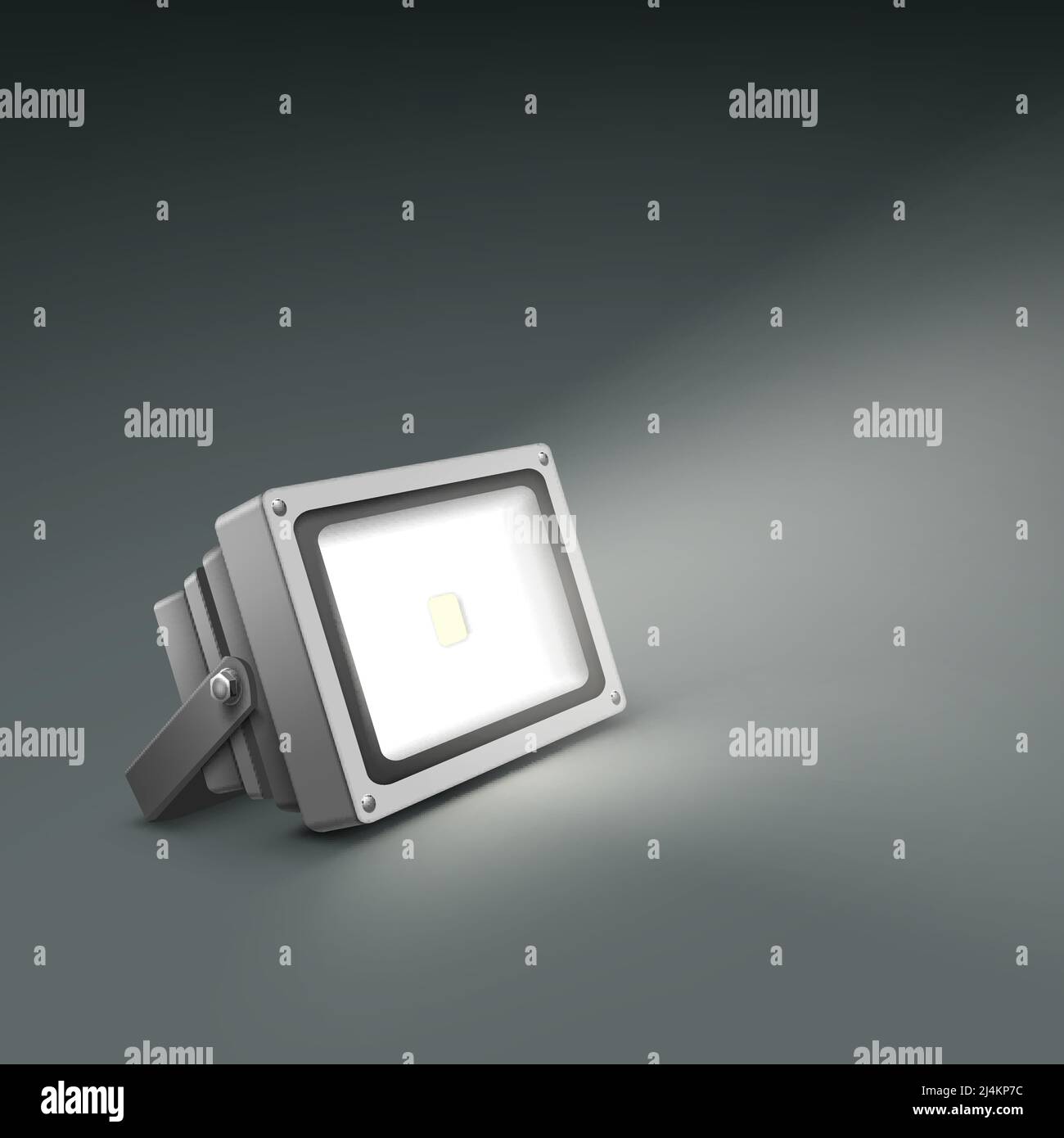 Vector floor illuminated spotlight close up side view isolated on dark ...