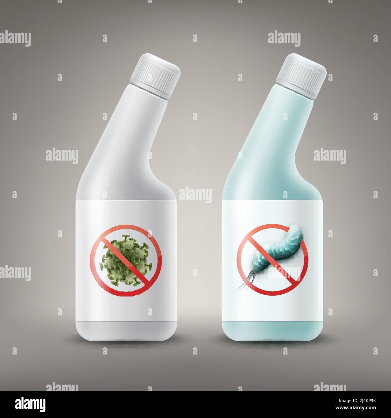 Vector antibacterial toilet cleaners and stop prohibit sign on germ ...