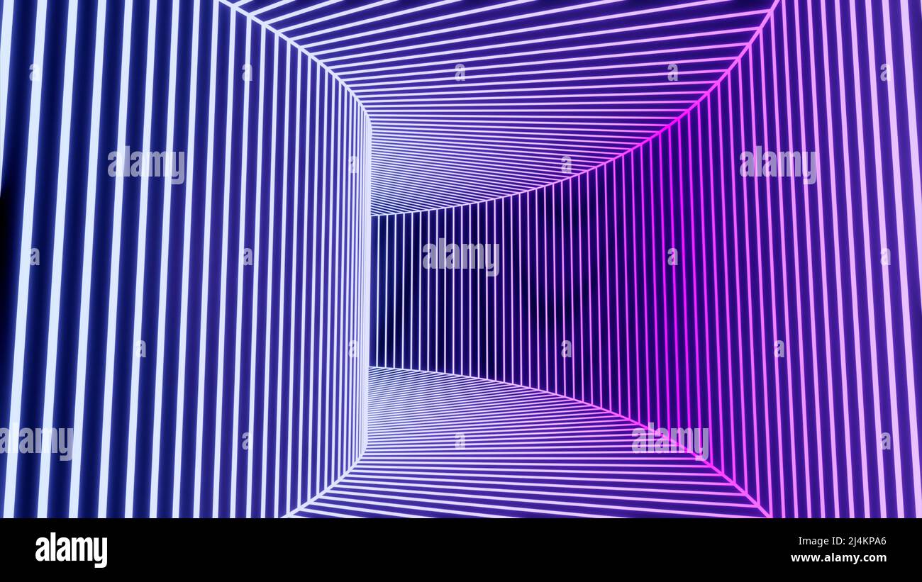 Beautiful blue tunnel .Design. A blue tunnel with white glowing stripes ...