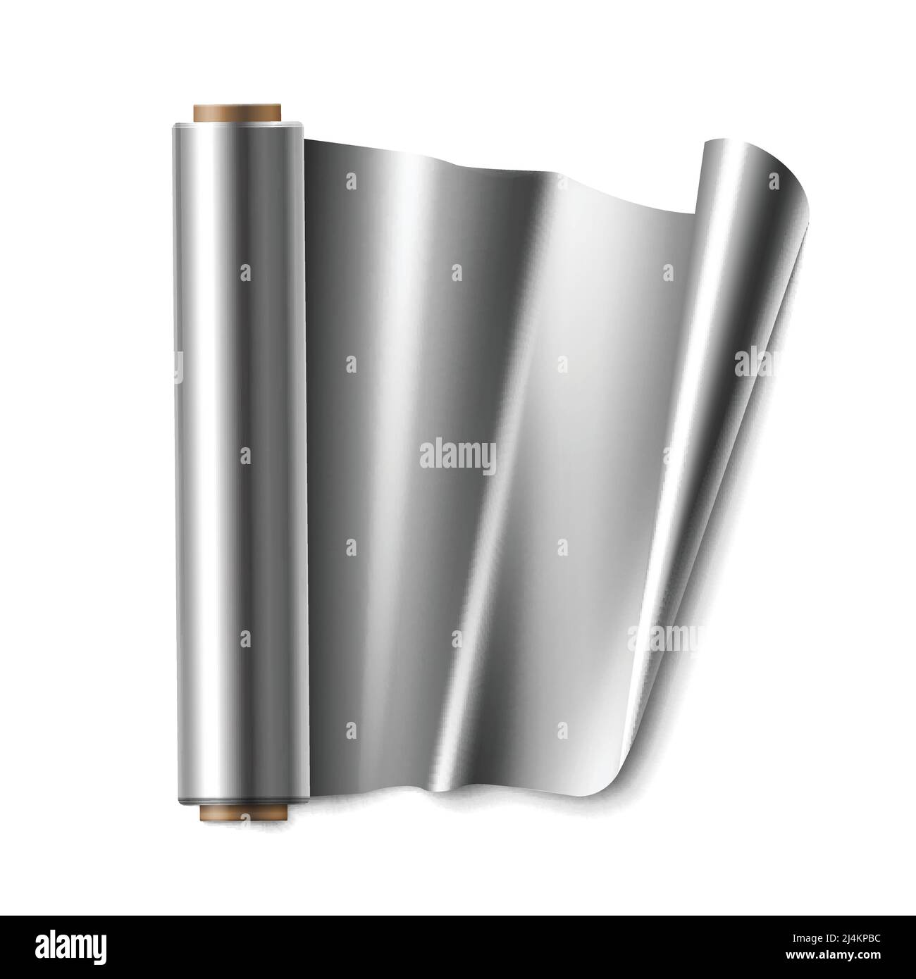 Vector roll of aluminium foil close up top view isolated on white ...