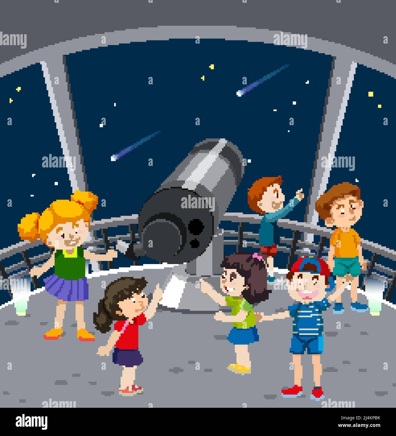 Astronomy theme with children looking at stars illustration Stock ...