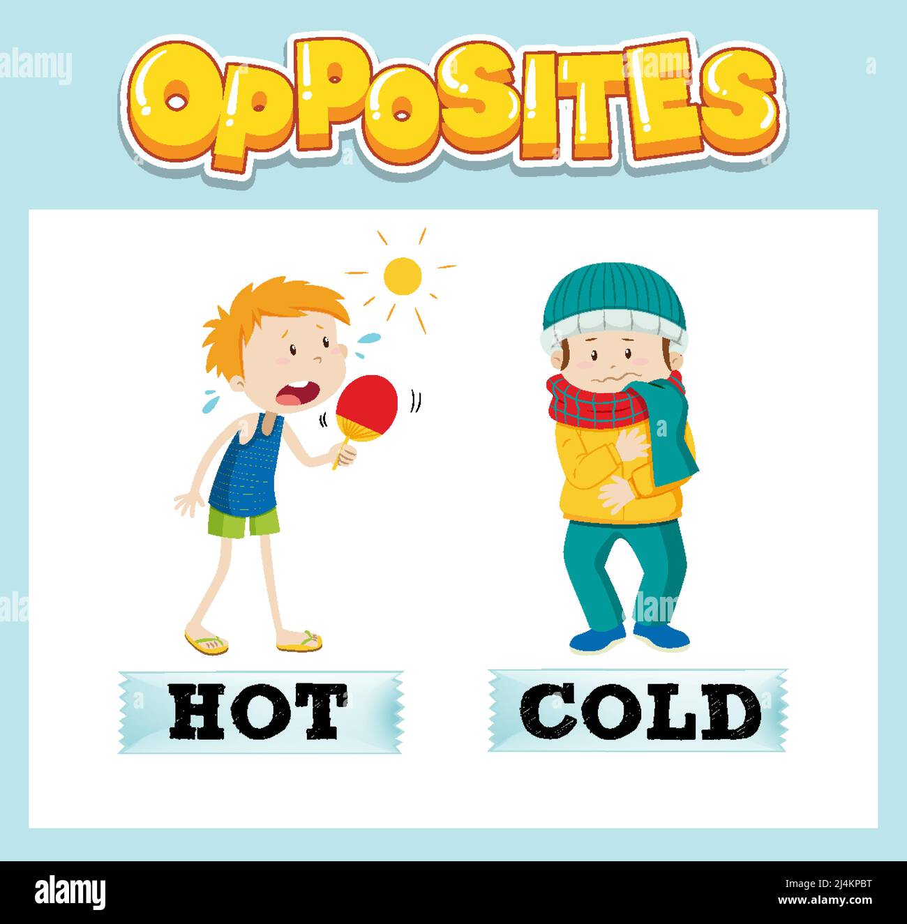 Opposite English words with hot and cold illustration Stock Vector ...