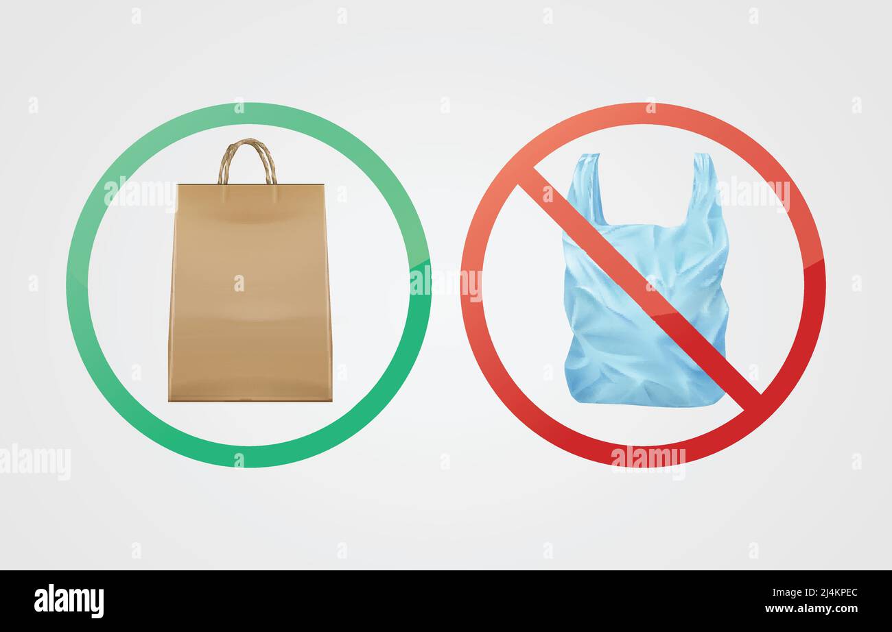 Vector environmentally friendly biodegradable paper bag against not ...