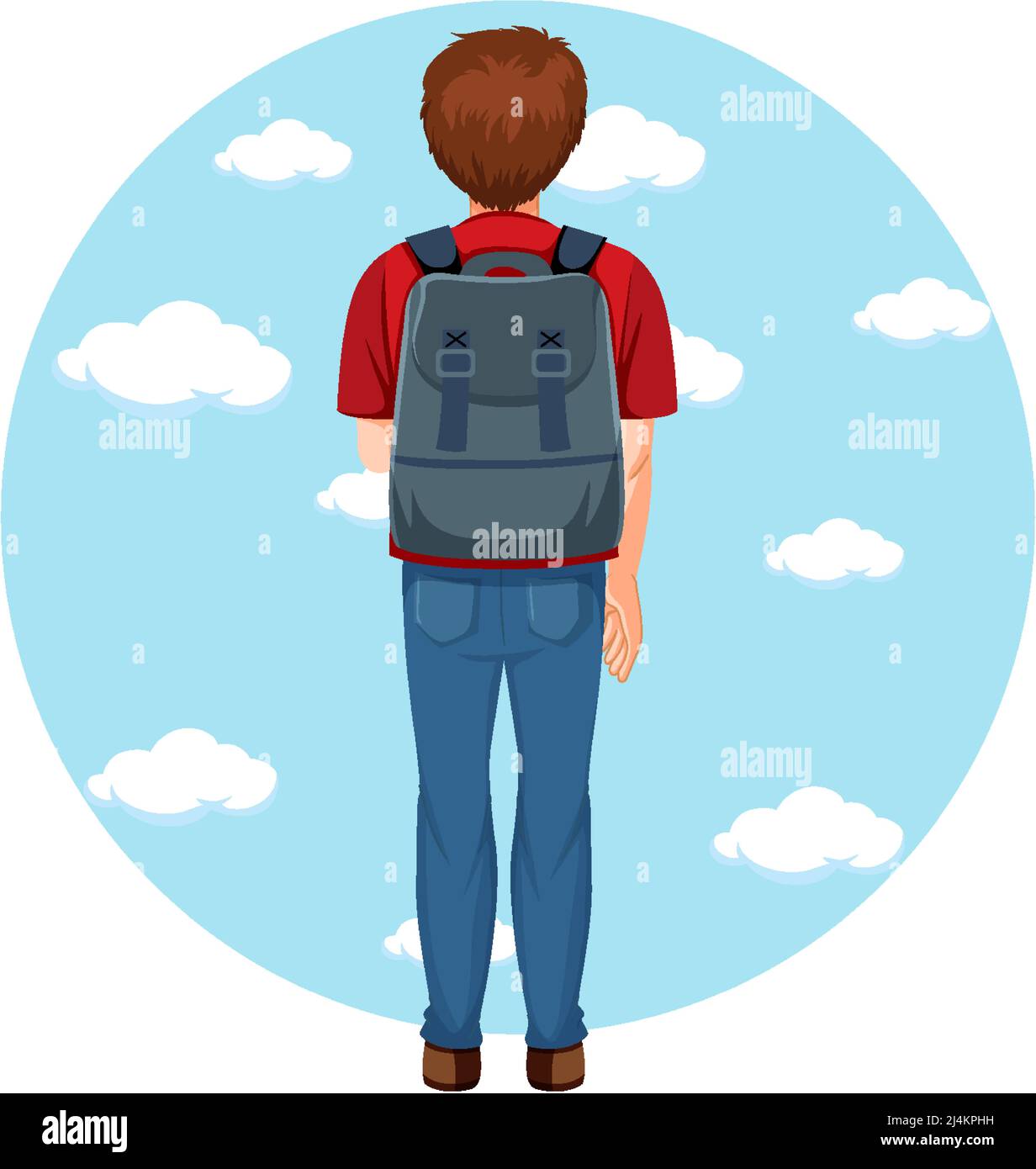 Back of backpacker simple character illustration Stock Vector Image ...