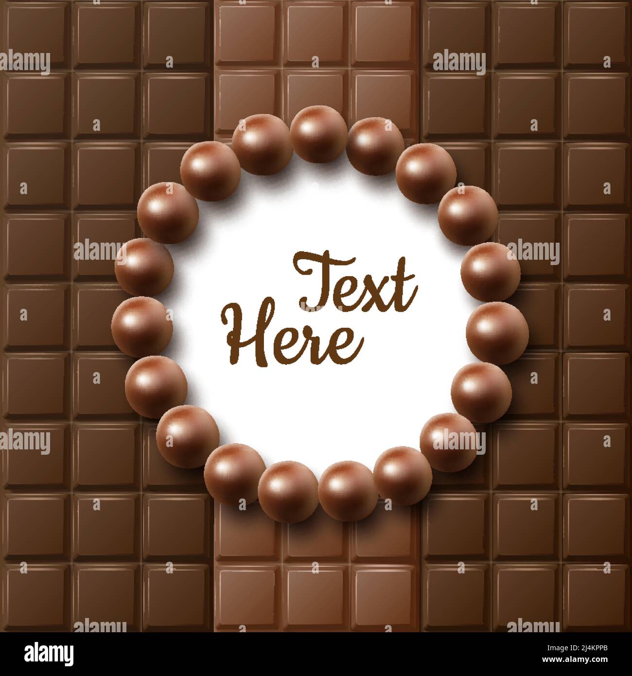 Vector chocolate bars flat lay frame with ball candies and place for ...