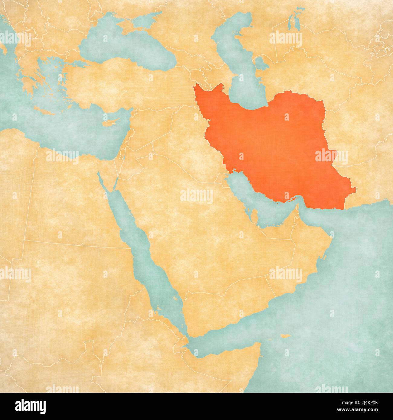 Iran on the map of Middle East (Western Asia) in soft grunge and ...