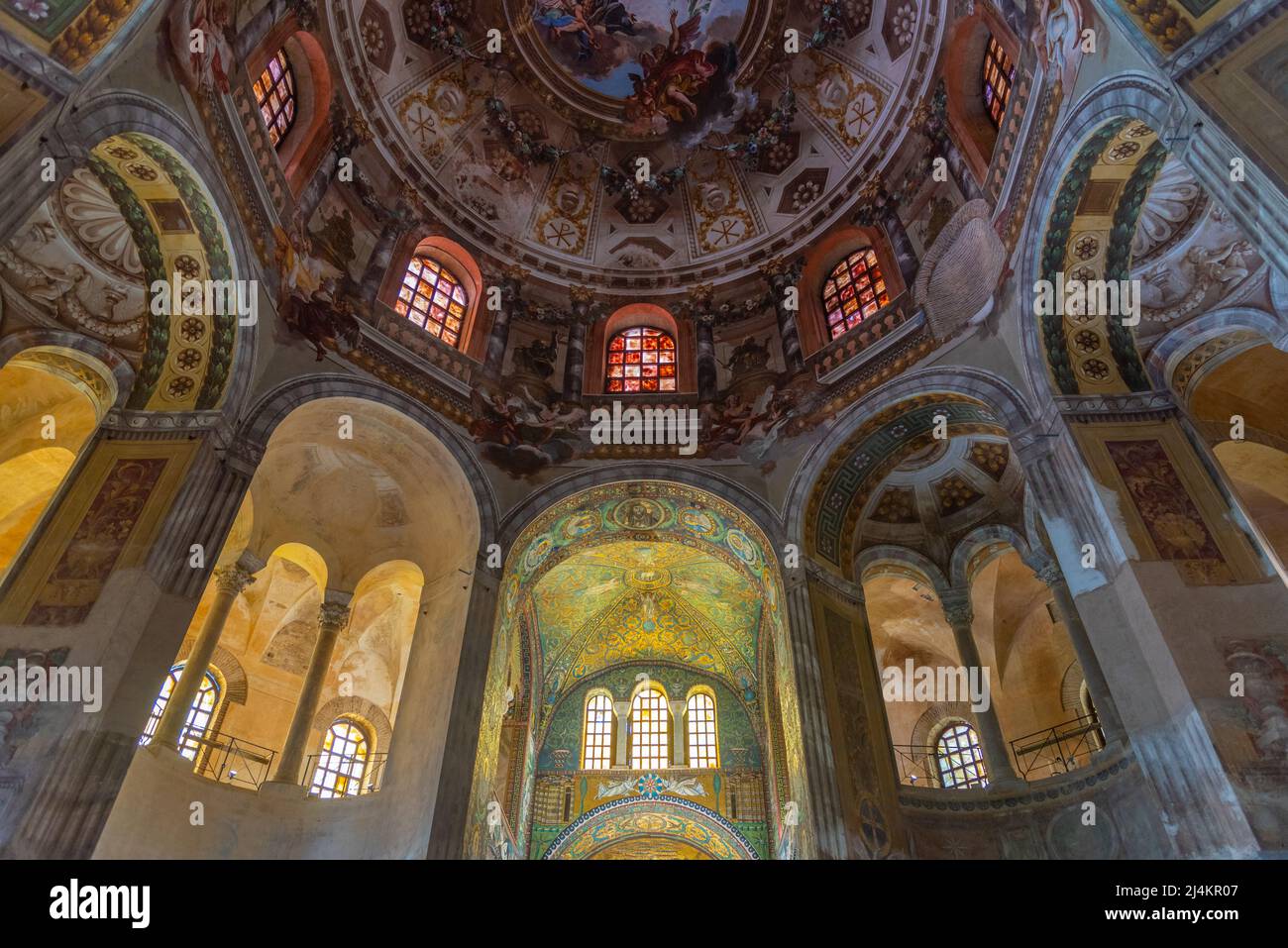 Ravenna, Italy, September 1, 2021: Decoration inside of Basilica San Vitale in Italian town ...