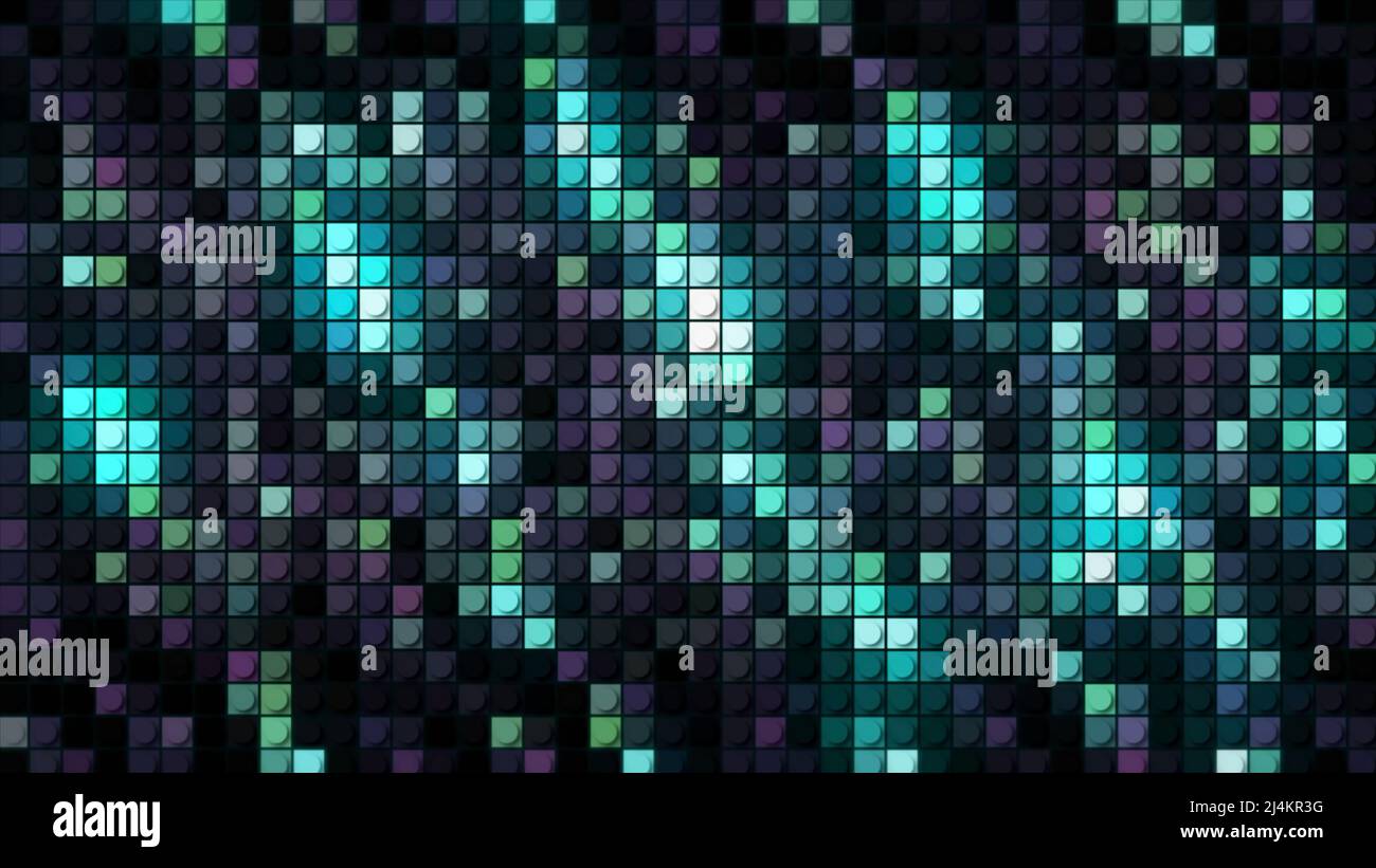 Digital squares abstract pattern, seamless loop. Motion. Turquoise and ...