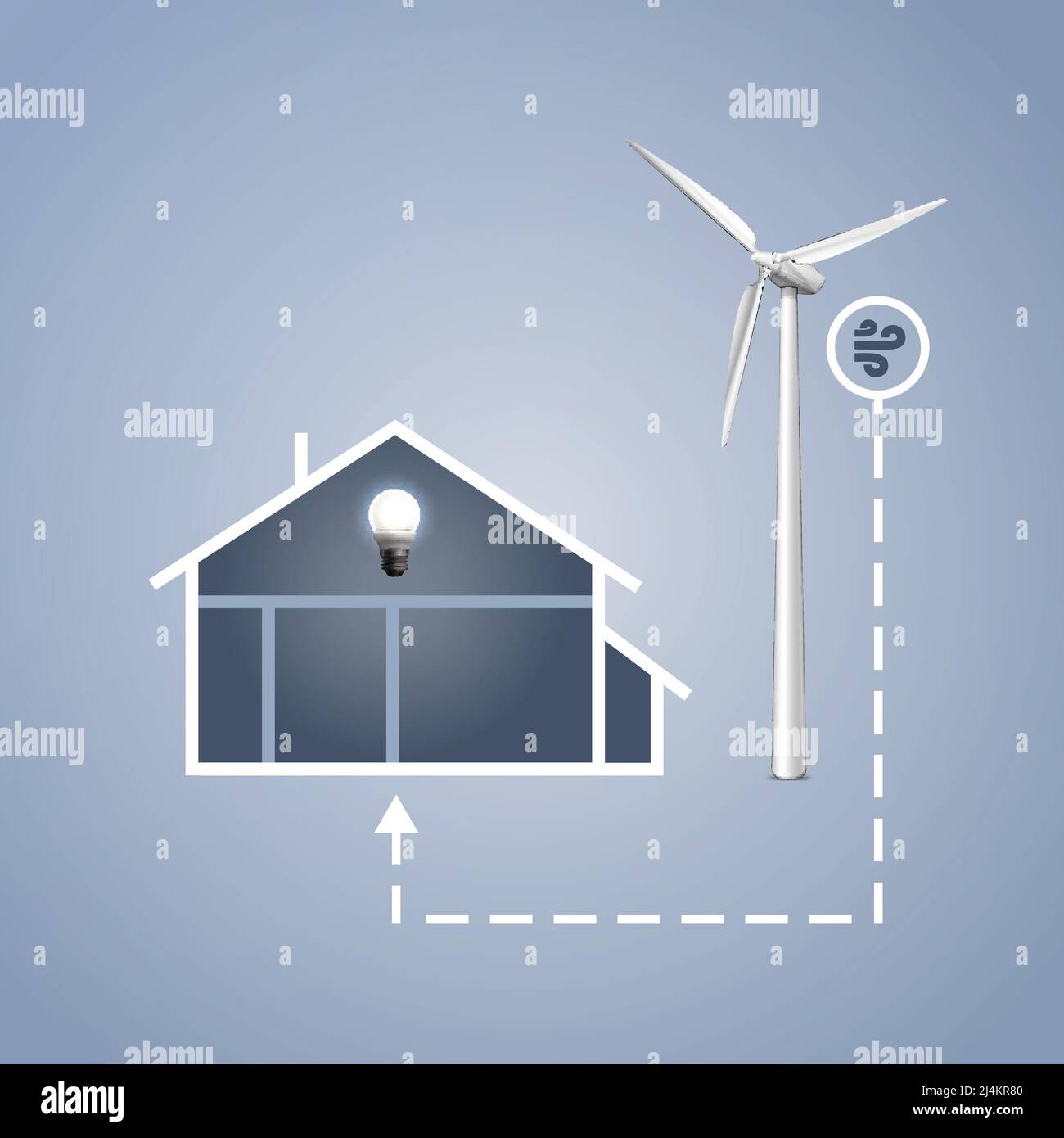 Vector infographics house with wind turbine for electric energy ...