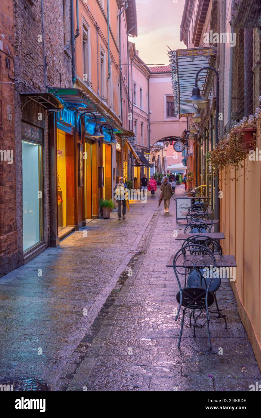 Ravenna, Italy, August 31, 2021: Commercial street in the center of ...