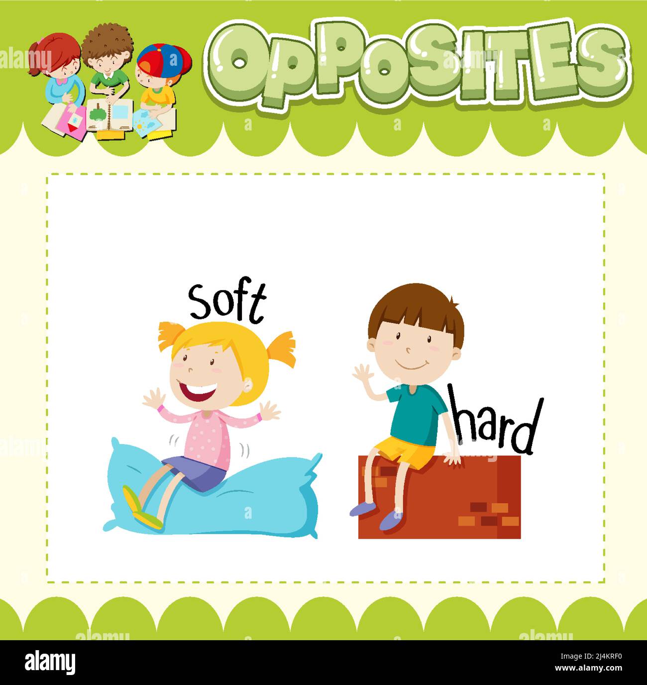 Education word card of English opposites word illustration Stock Vector ...