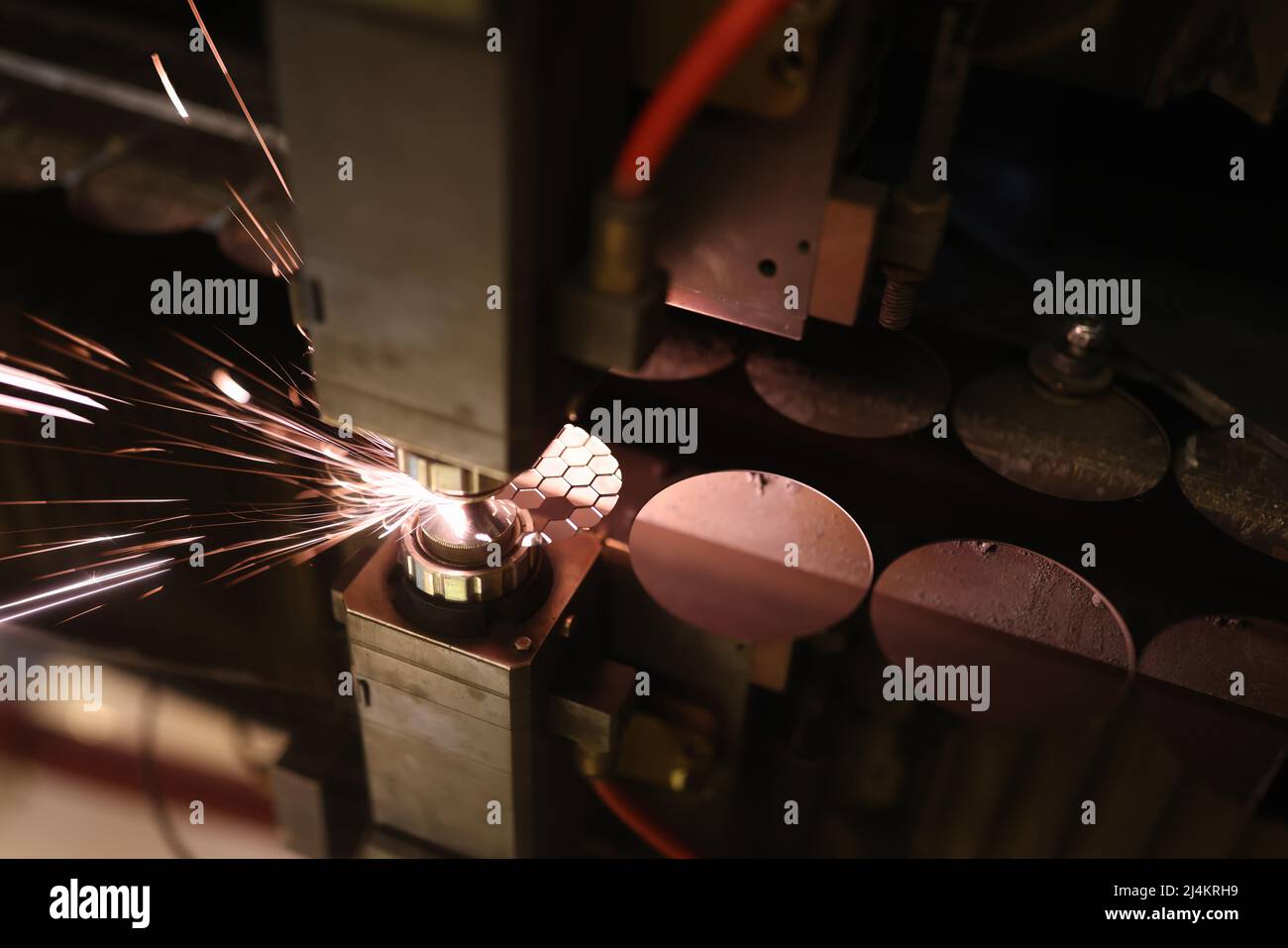 Metal structures with flames of fire closeup Stock Photo - Alamy
