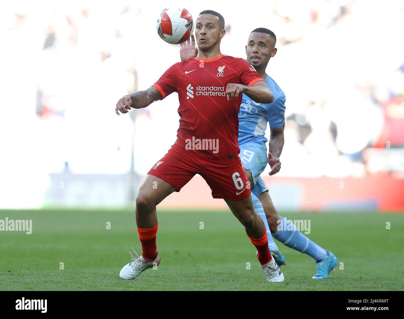 London, England, 16th April 2022. Gabriel Jesus of Manchester City and ...
