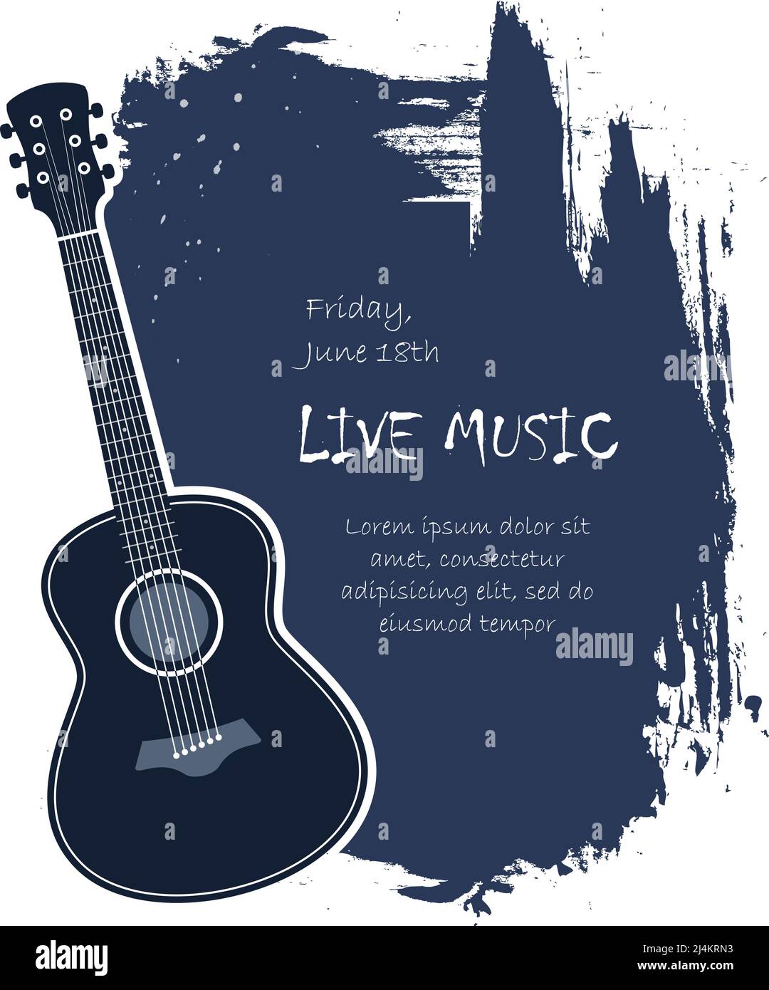 Acoustic guitar live music banner template vector illustration Stock ...