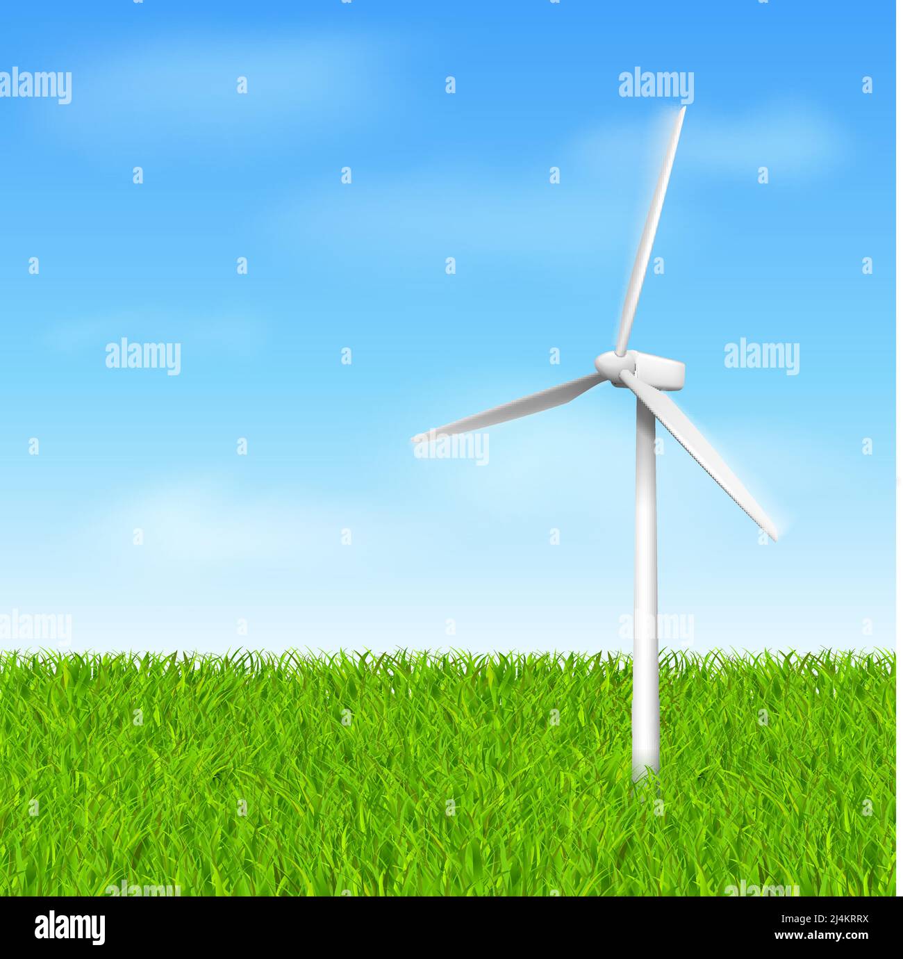 Windmill with grass and sky eco concept vector illustration template ...