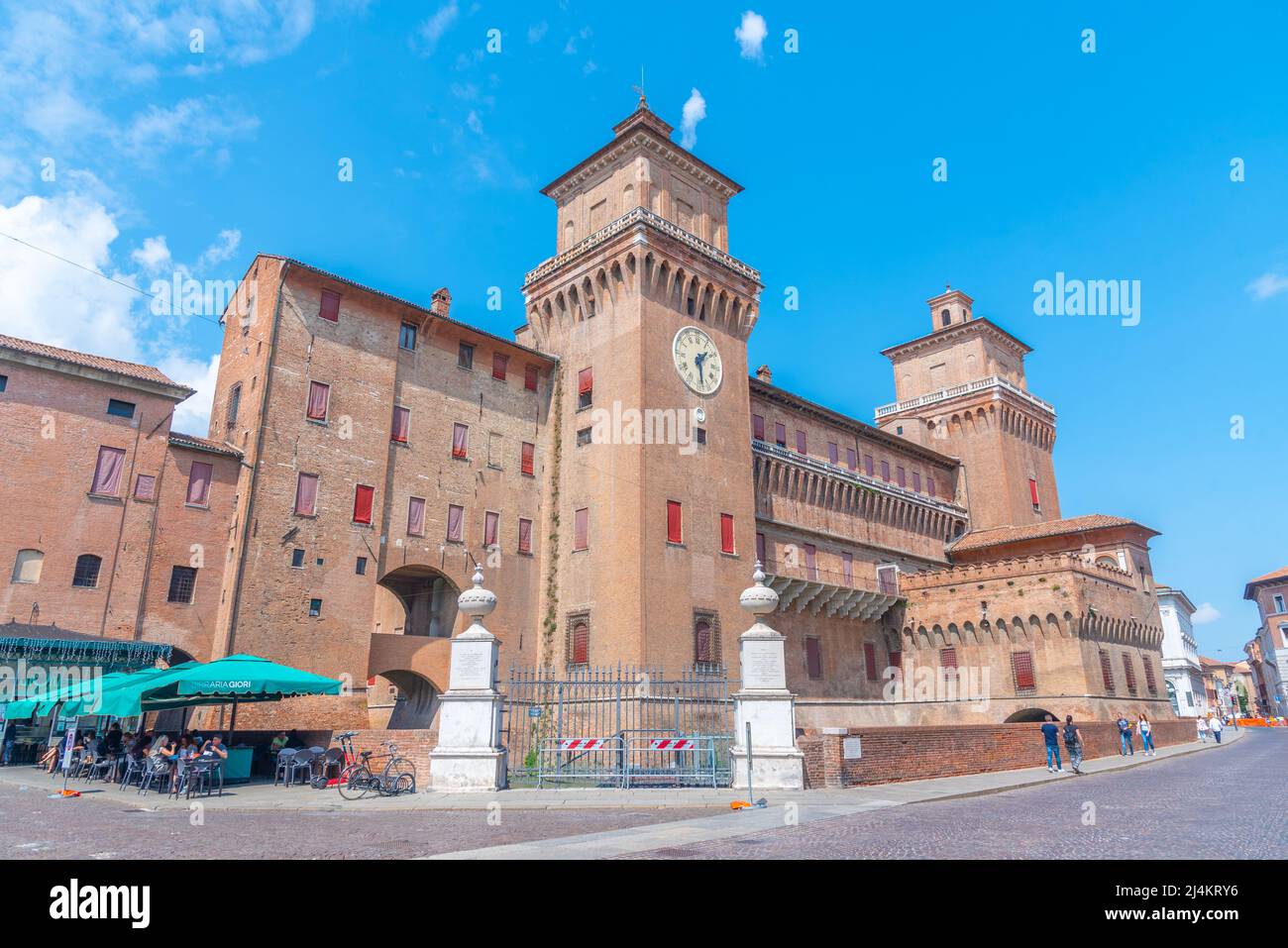 Ferrara, Italy, August 31, 2021: Castello Estense in the Italian town ...